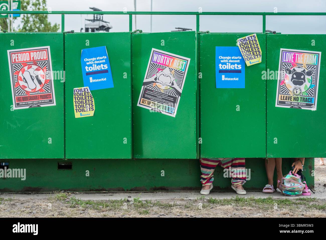 Glastonbury, UK. 28th June, 2025. Early morning ablutions in the long ...