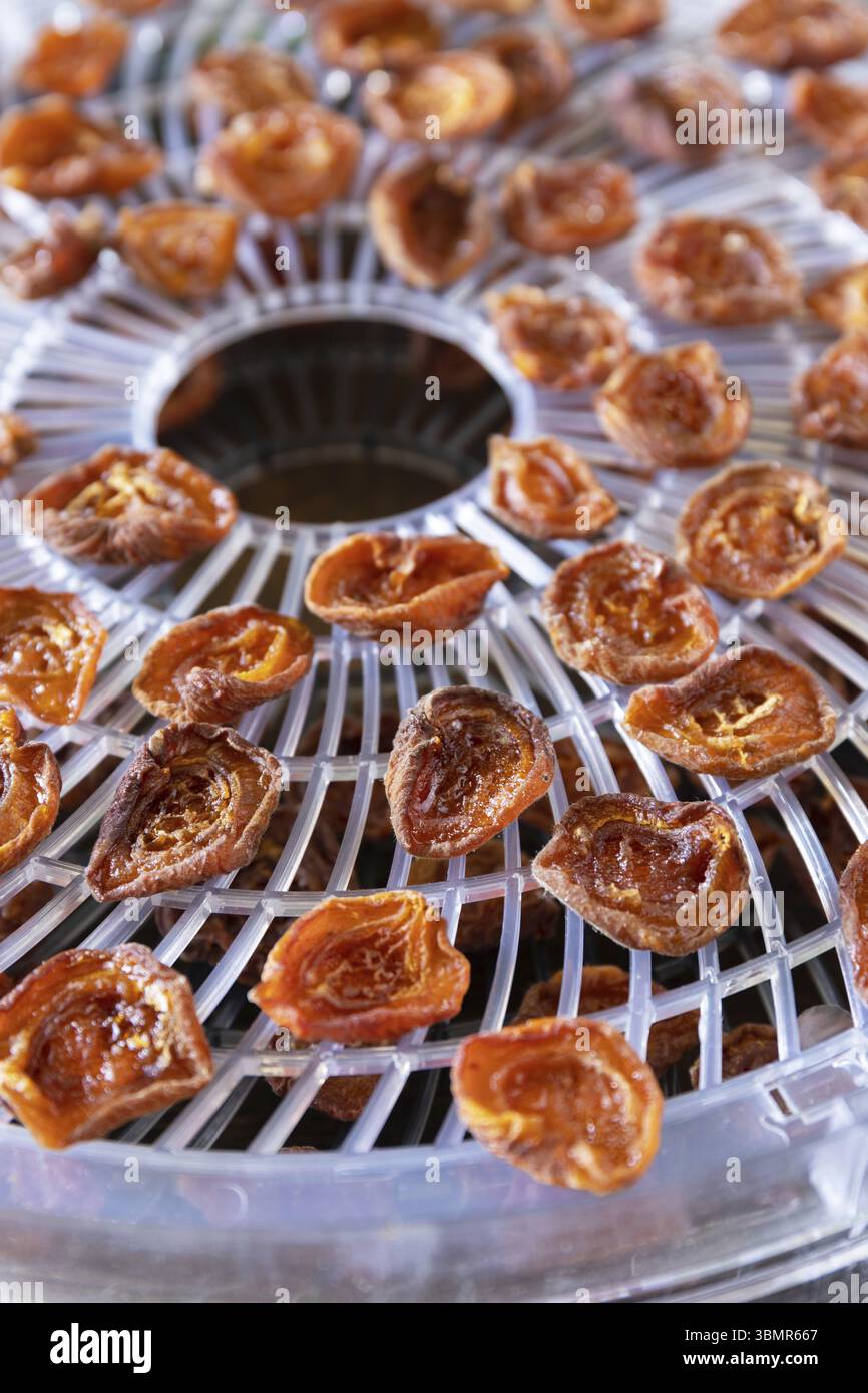 The process of home cooking dried fruits or candied fruit in an ...