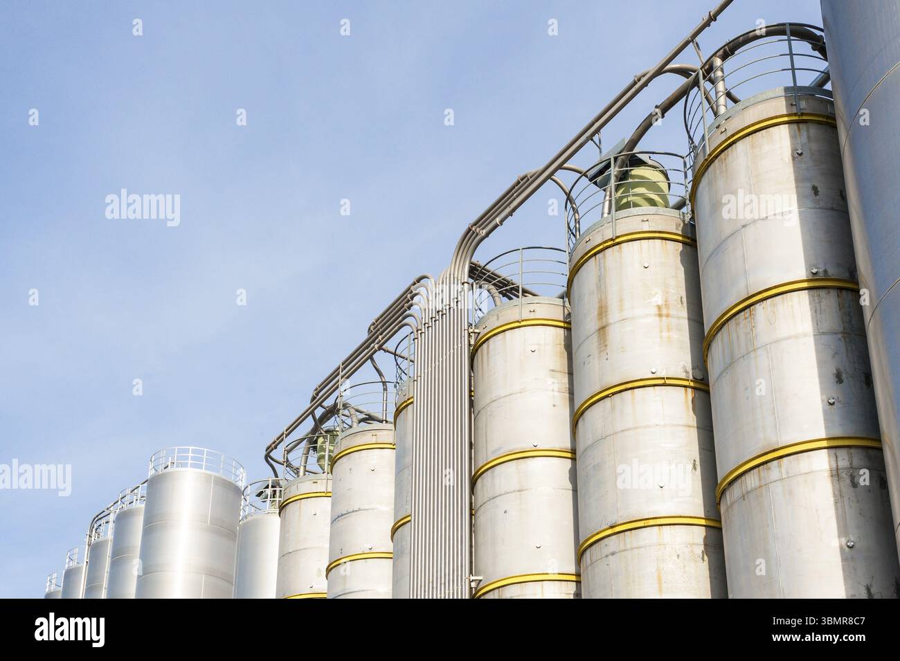 Industrial silos for chemical production, by stainless steel Stock ...