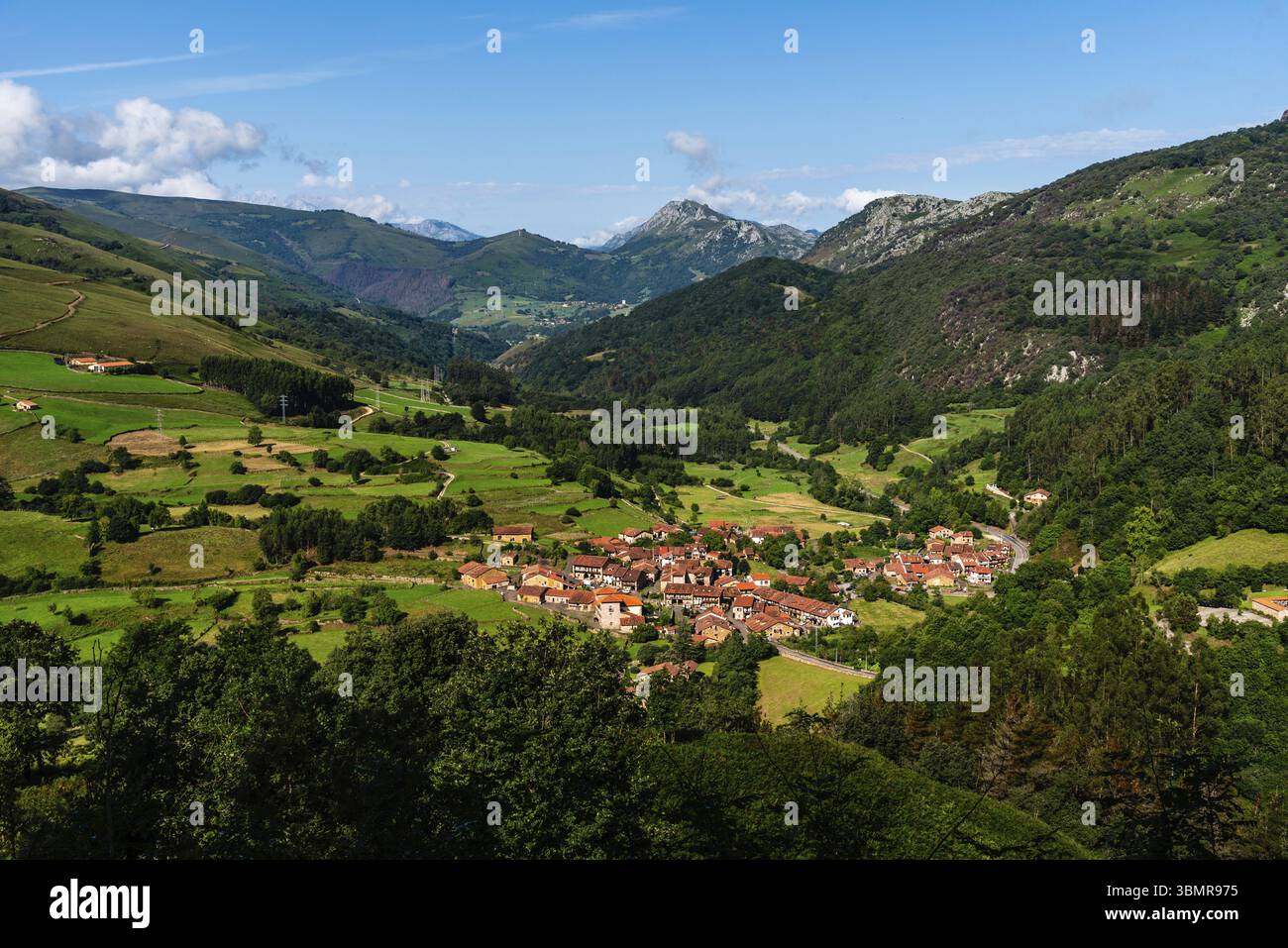 Scenic view of Carmona, a traditional small village in Cantabria. One ...