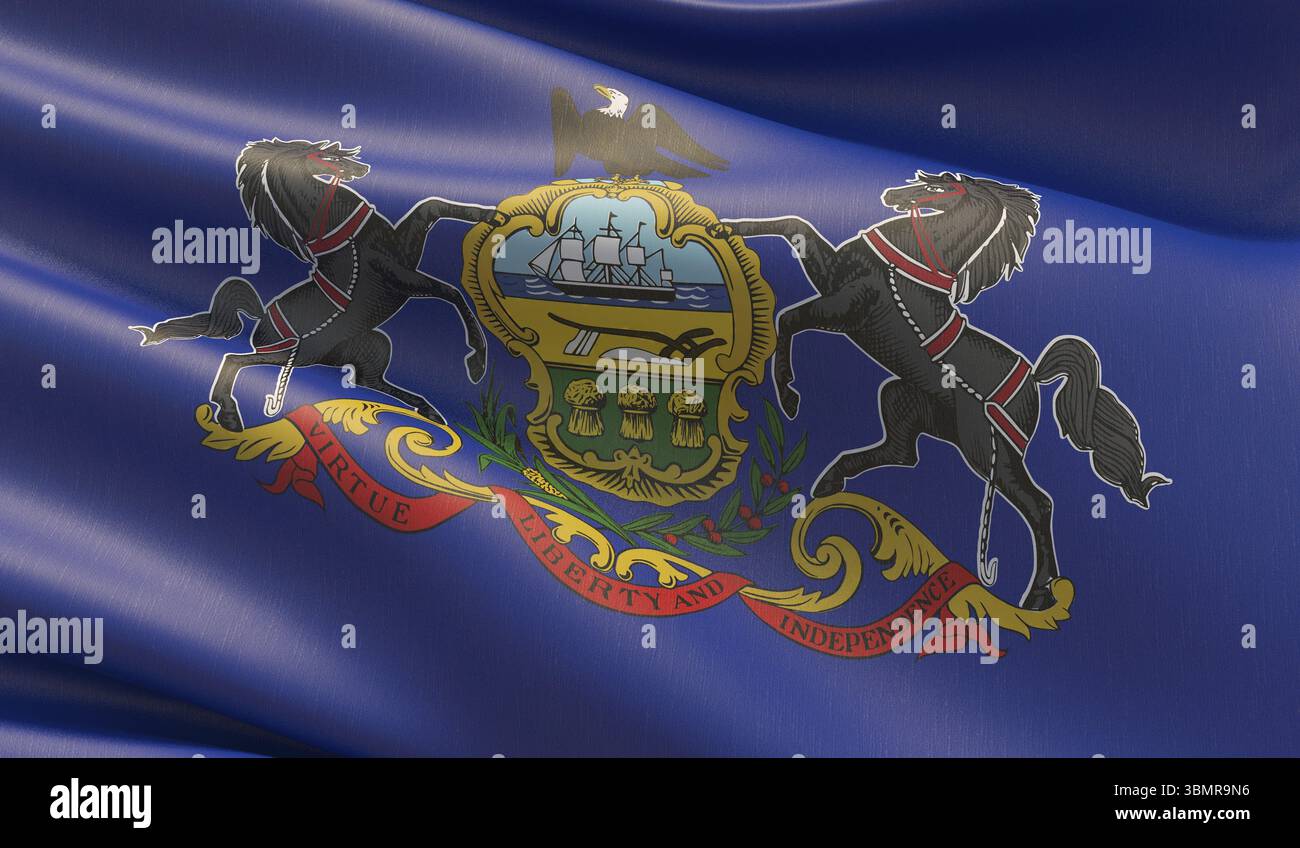 High resolution close-up Flag of Pennsylvania- United States of America ...