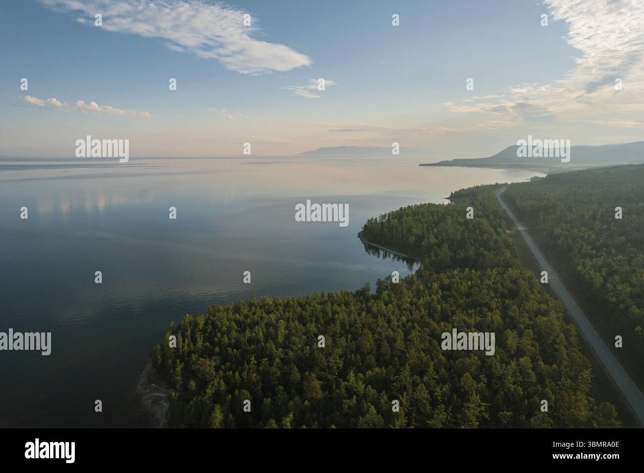 Summertime imagery of Lake Baikal in morning is a rift lake located in ...