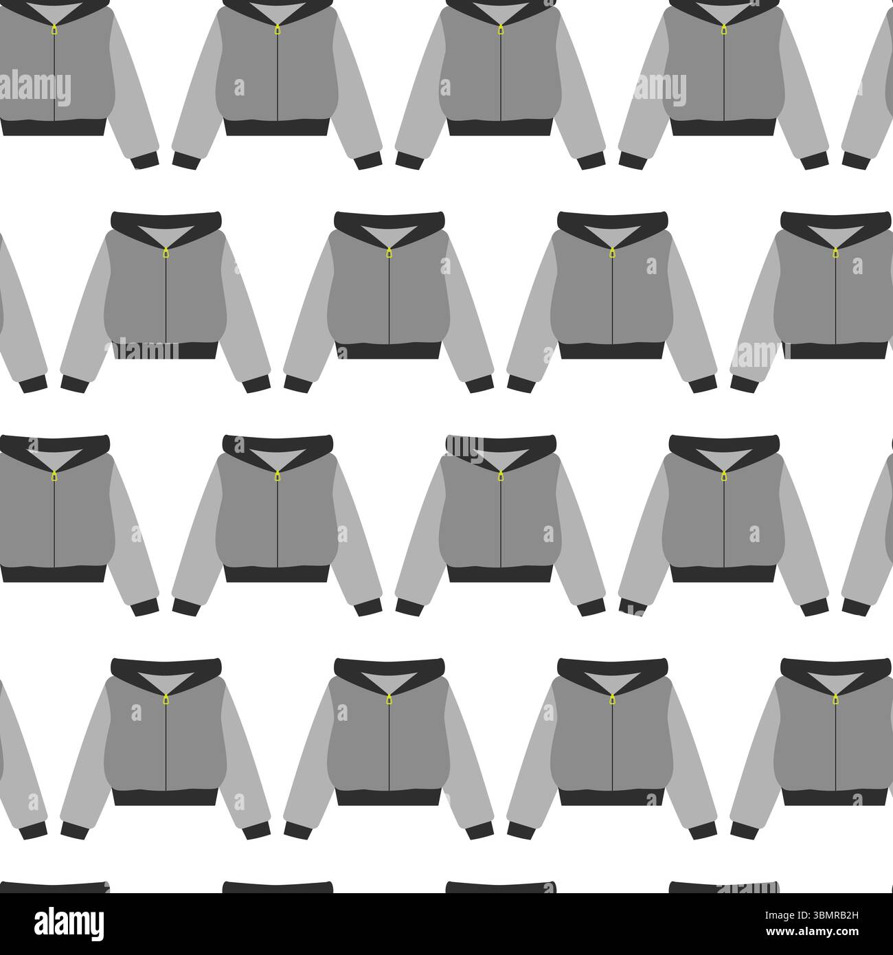 Hand drawn Hoodie on Zipper Seamless Pattern in Grayscale Clothes ...