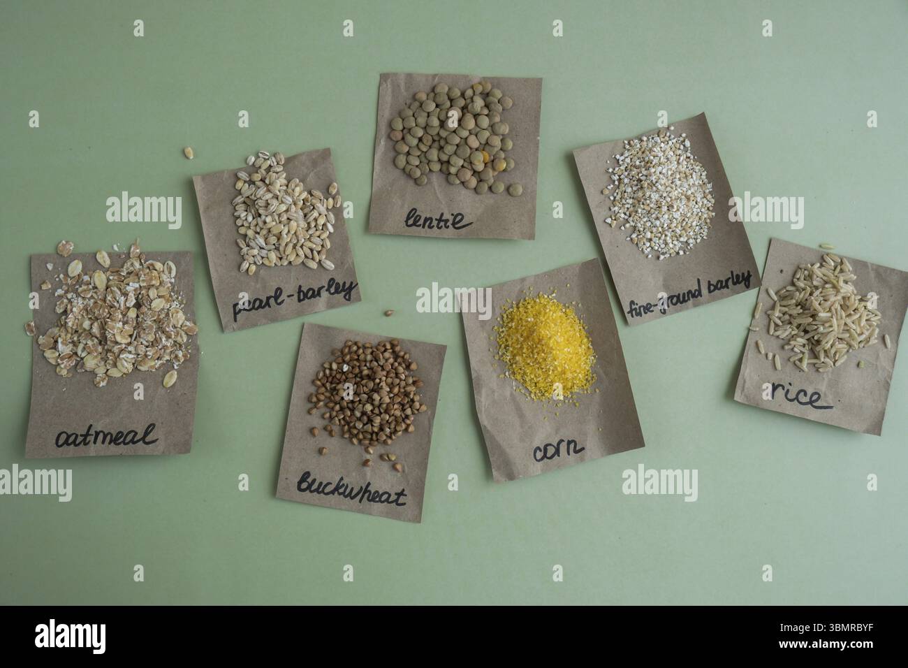 Refillable raw grain porridge with text in paper examples. Refill ...