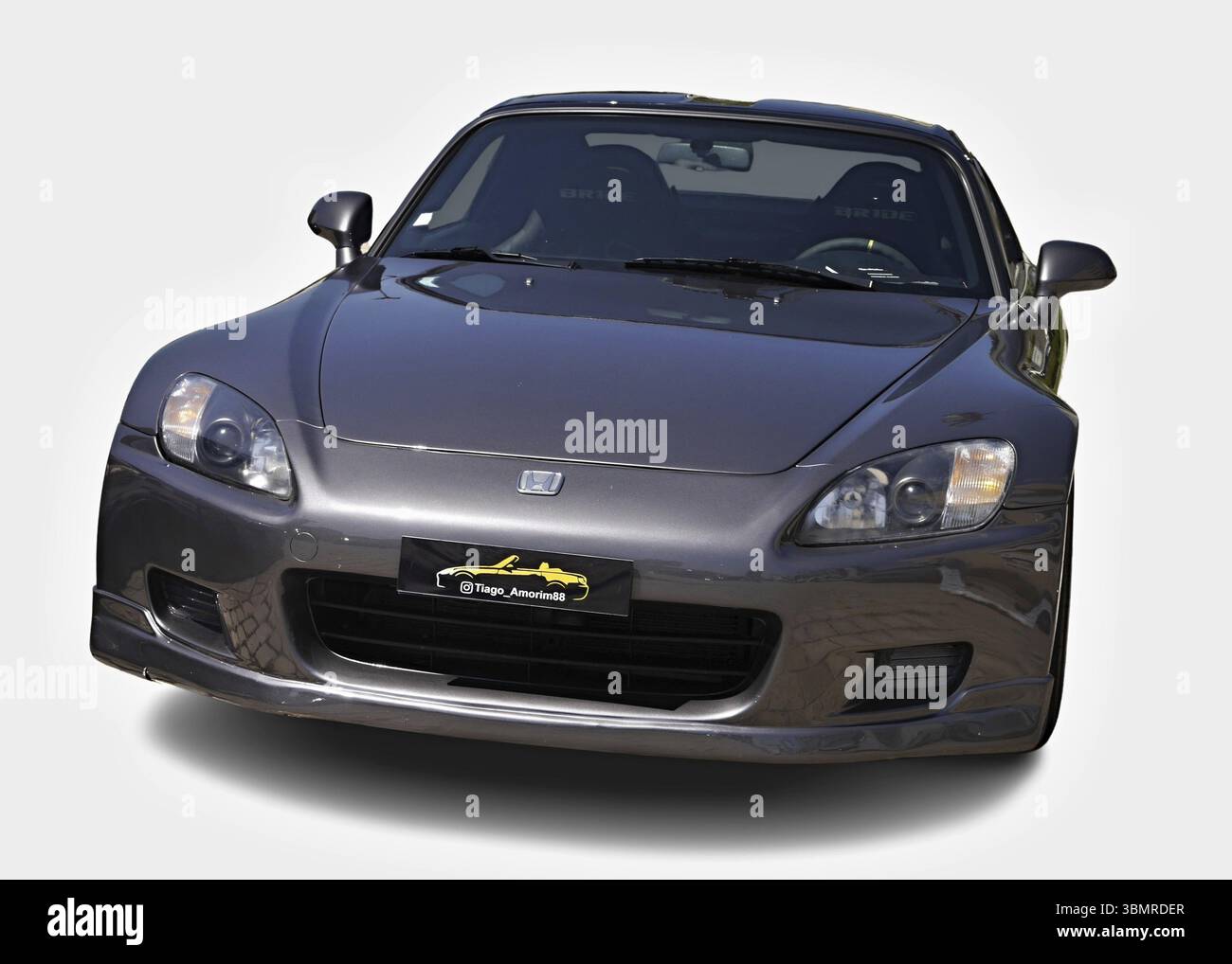 Gray Honda S2000 sports car parked on a white background, showing its ...