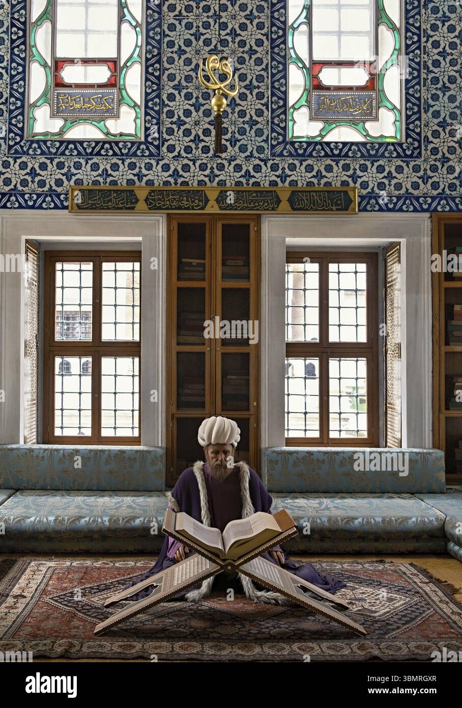 Scholar reading in a beautifully decorated historical library Stock ...