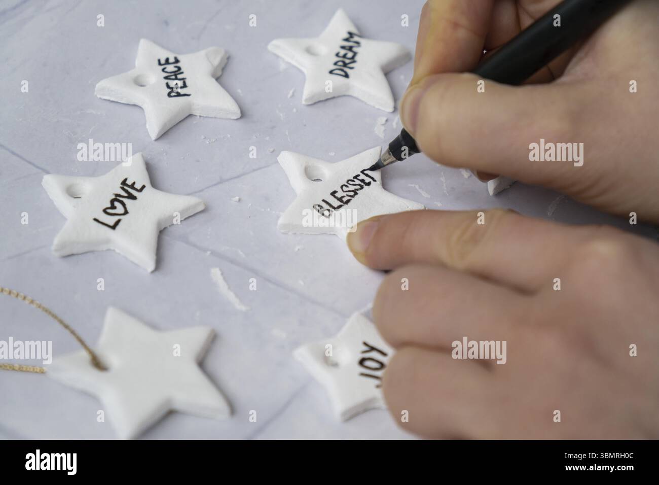 Workshop writing word BLESSED Children air dry clay activity handicraft ...