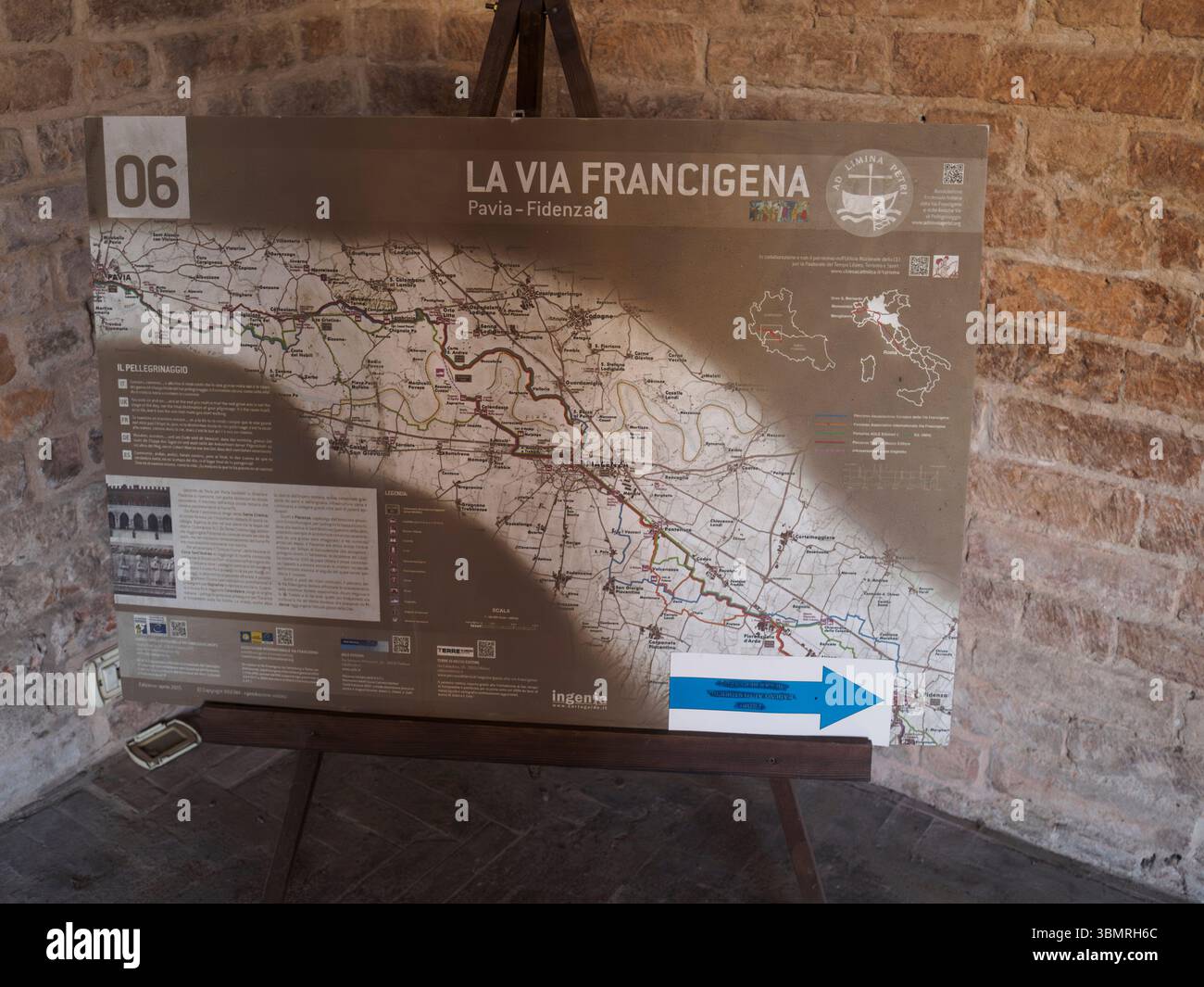 Alseno, Italy June 22nd 2025 Detailed road map tracking Via Francigena ...