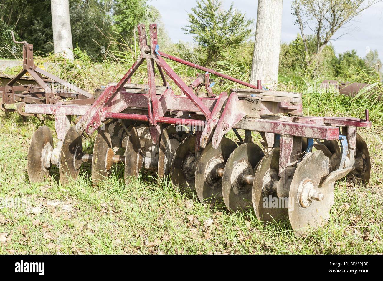 Tool for agriculture: disc harrow used to cultivate the soil Stock ...