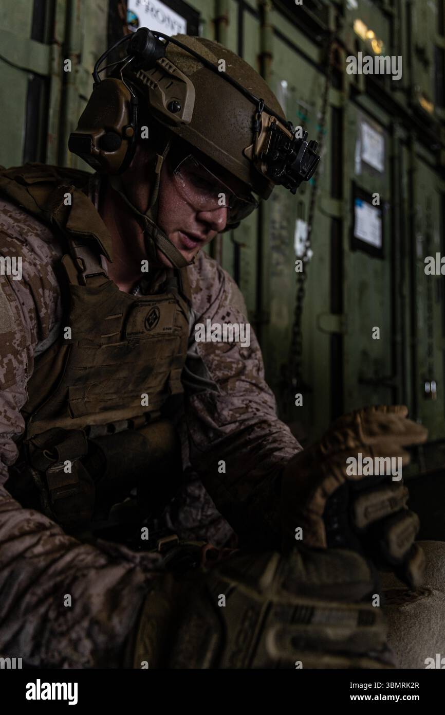 U.S. Marine Corps Lance Cpl. Aiden Patterson, a machine gunner with ...