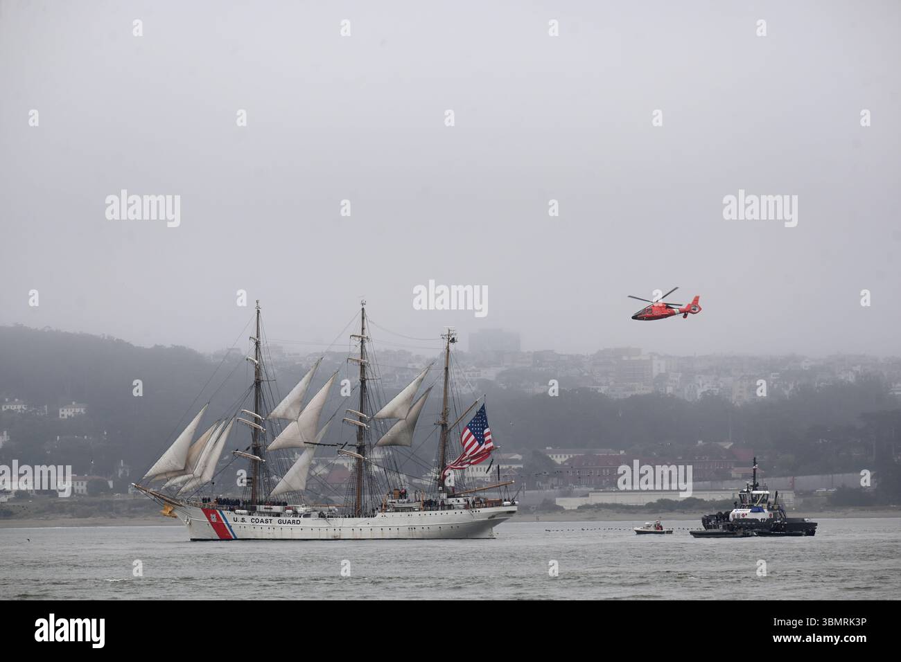 The U.S. Coast Guard Cutter Barque Eagle (WIX-327) sails into the San ...