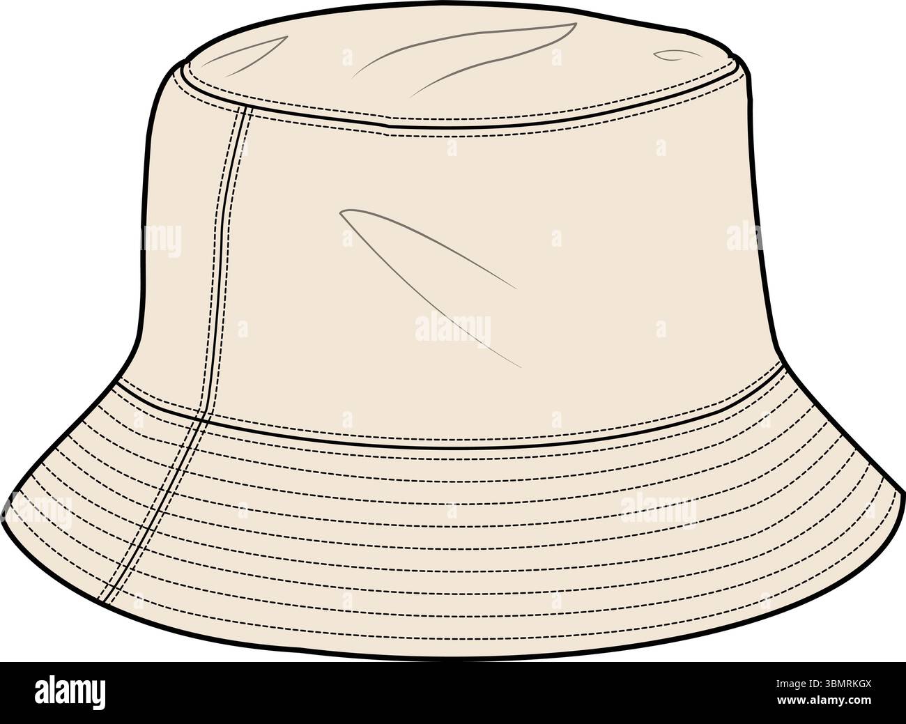 Bucket hats vector design mockup template technical flat sketch Stock ...
