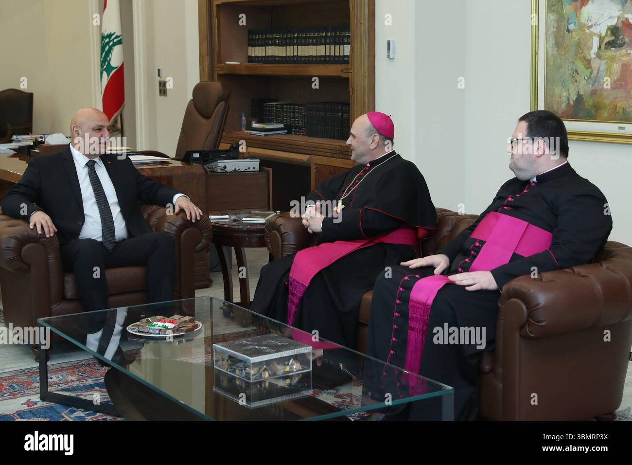 Lebanese President, Joseph Aoun, meets with the Apostolic Nuncio to ...