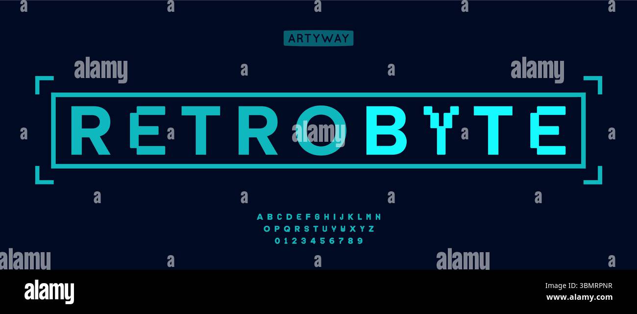 Cyberpunk pixel alphabet, geometric digital numbers letters set, retro ...