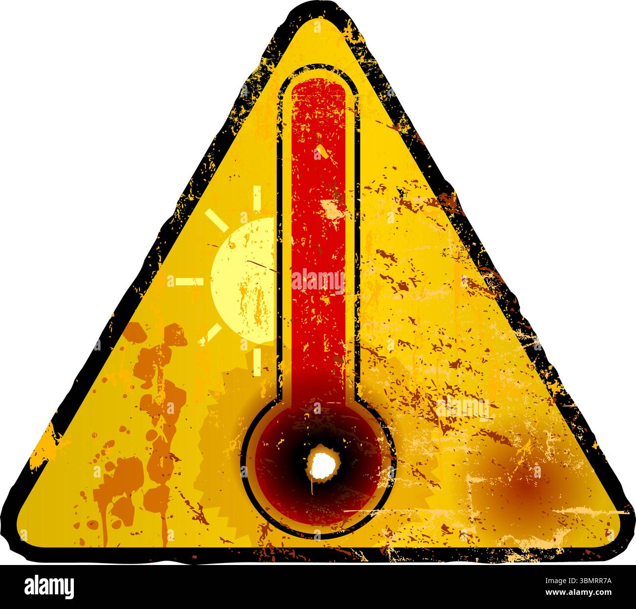 Heat warning sign with thermometer, global warming,climate change ...