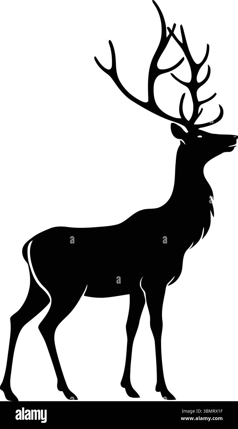 majestic deer silhouette in alert stance with prominent antlers ...