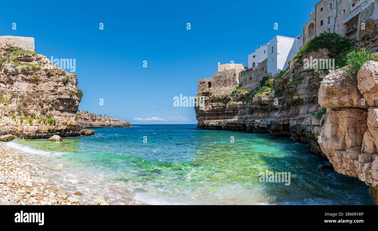 Lama Monachile beach, Polignano a Mare city, Puglia, Italy Stock Photo ...