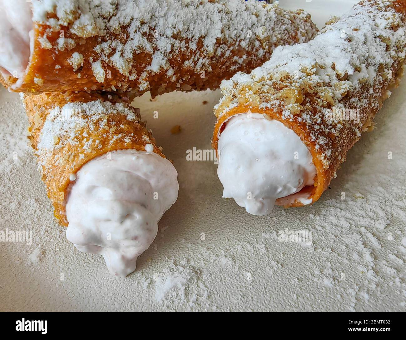 Dessert Time – Mascarpone Cream Roll with Powdered Sugar Stock Photo ...