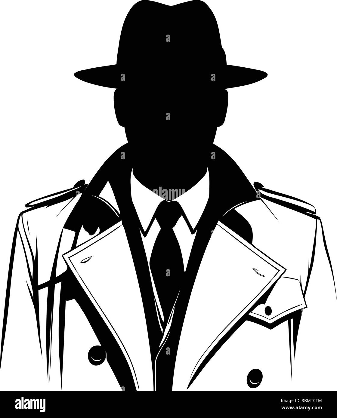 detective silhouette half body portrait with magnifying glass and ...