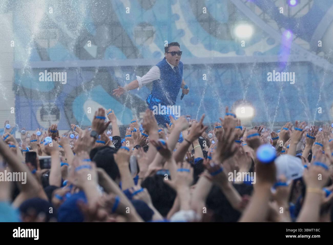 South Korean singer PSY performs during his concert "Summer Swag 2025 ...