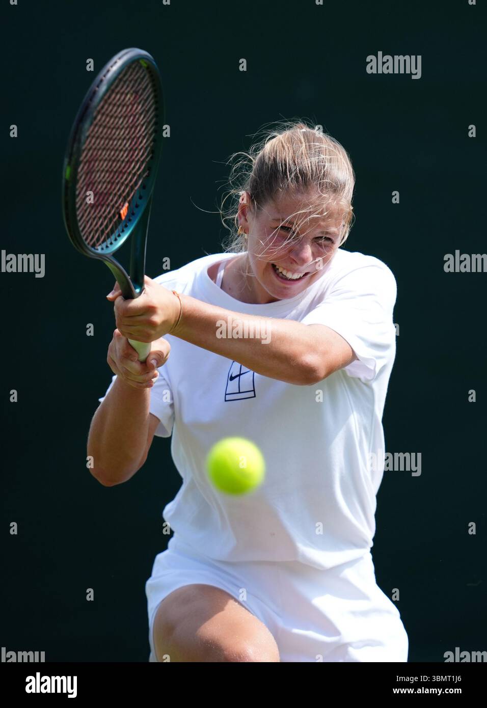 Hannah Klugman on the practice courts at the All England Lawn Tennis ...
