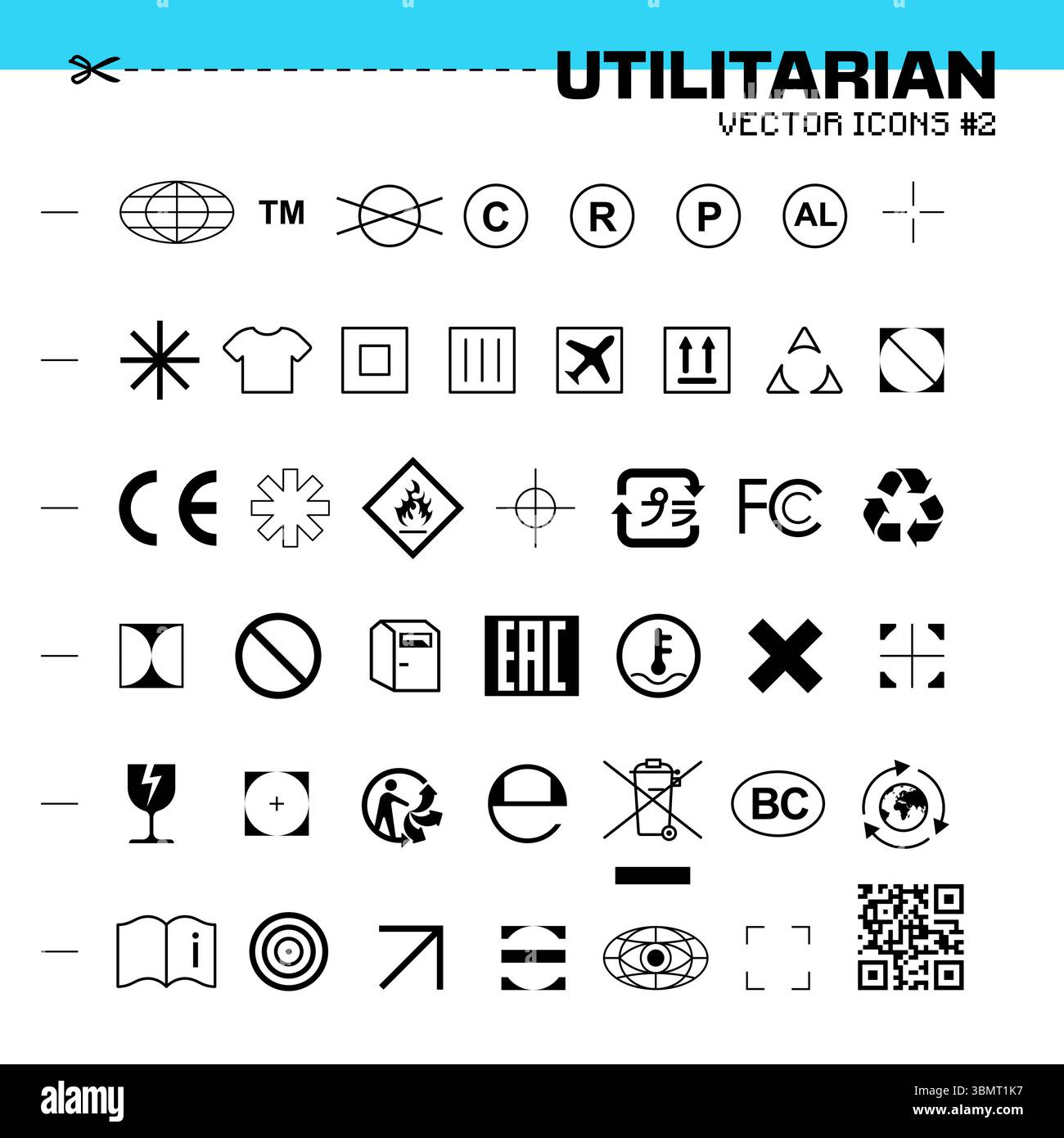 Collection of vector icons inspired by clothing care labels, recycle ...