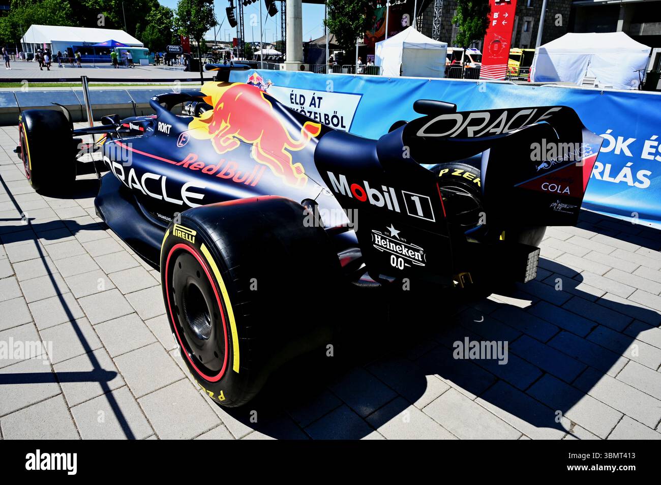 Red Bull Formula 1 or F1 car in closeup view. displayed for the ...