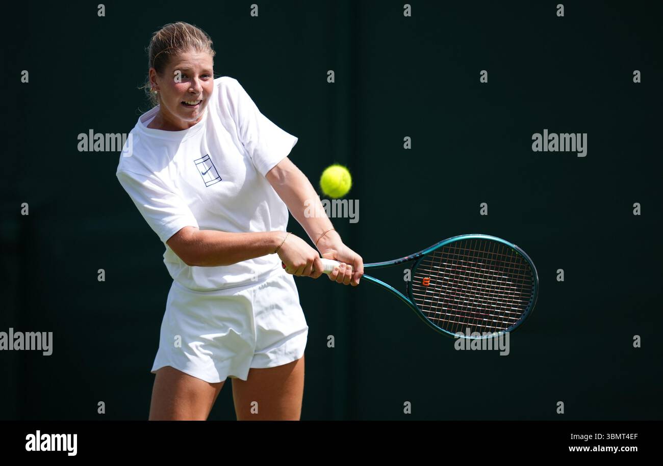 Hannah Klugman on the practice courts at the All England Lawn Tennis ...