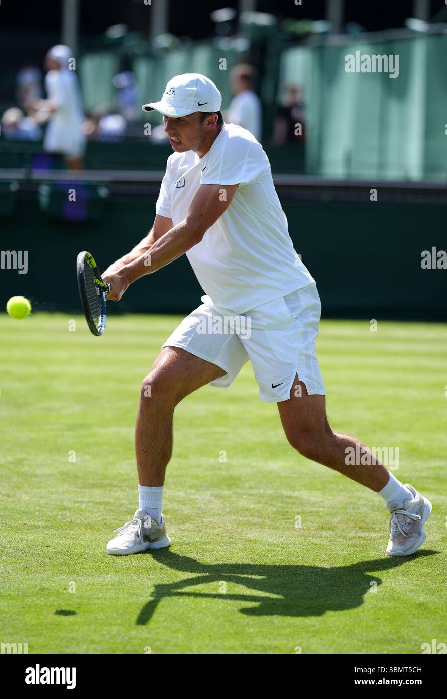 Oliver Tarvet on the practice courts at the All England Lawn Tennis and ...
