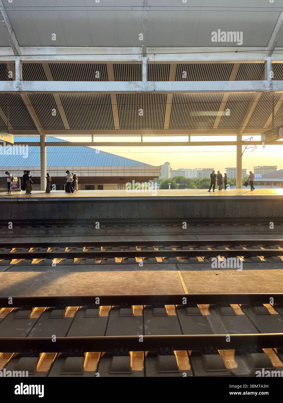 Chinese High-Speed Railway Station Platform at Sunset Stock Photo - Alamy