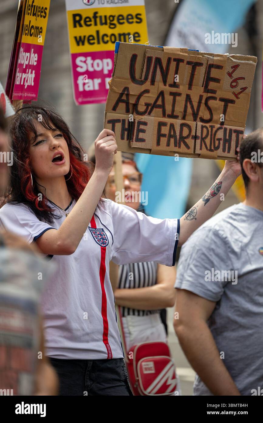 London, UK. Saturday 28 June 2025. Stand Up To Racism held a counter ...