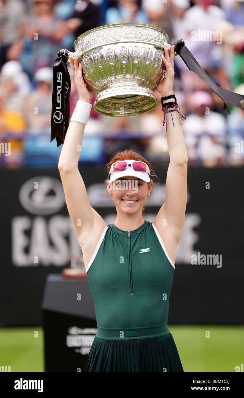 Maya Joint celebrates with the trophy after winning the Women's singles ...