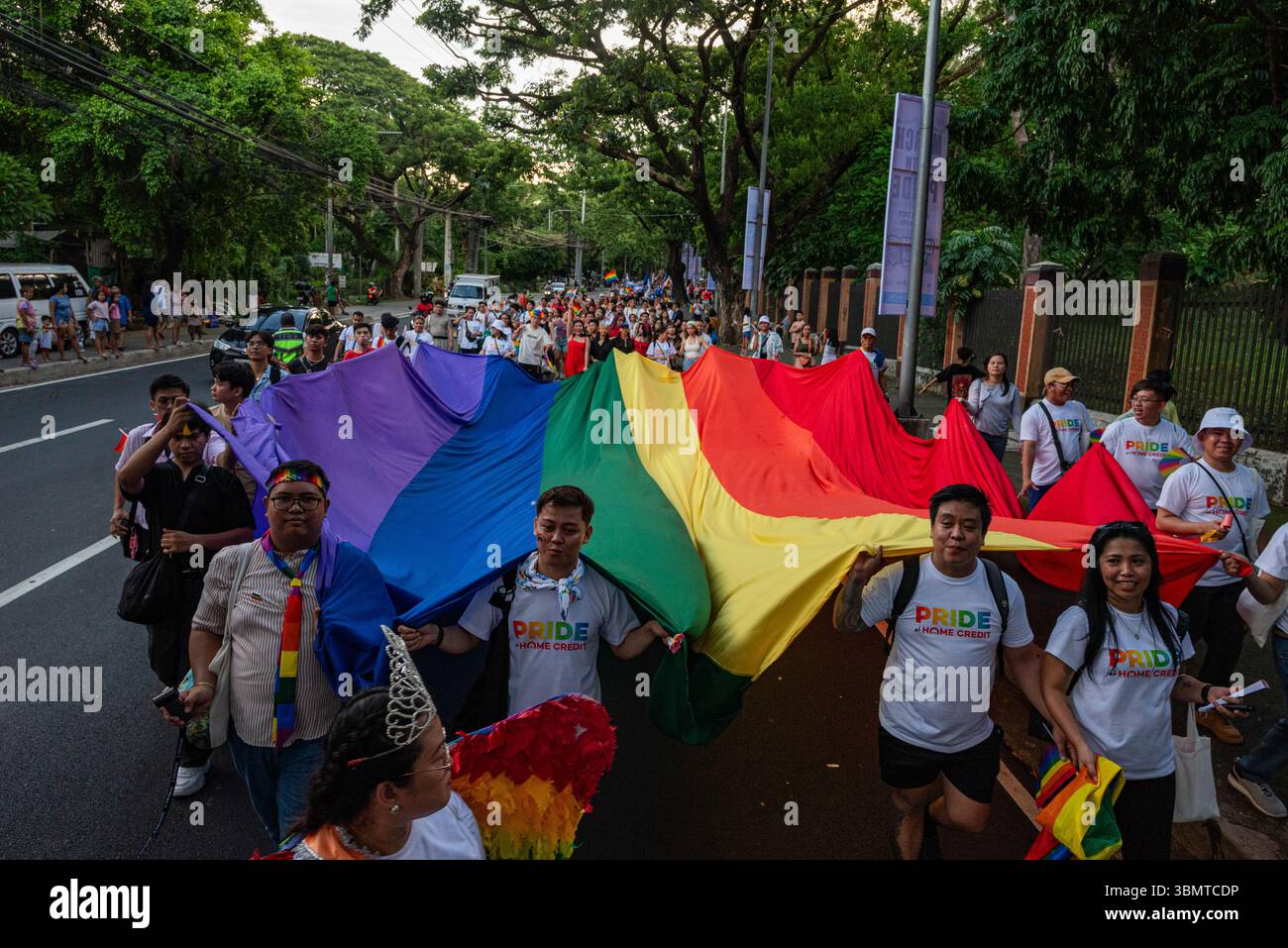 June 28, 2025, Quezon City, Quezon, Philippines: A large pride flag is ...