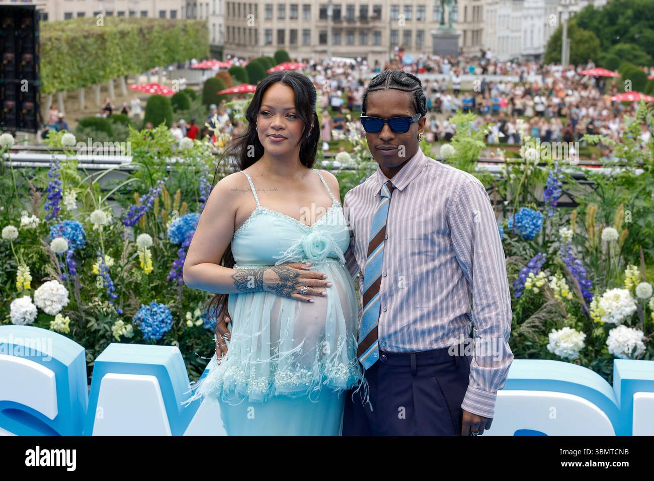 Rihanna, left, and A$AP Rocky pose for photographers at the world ...