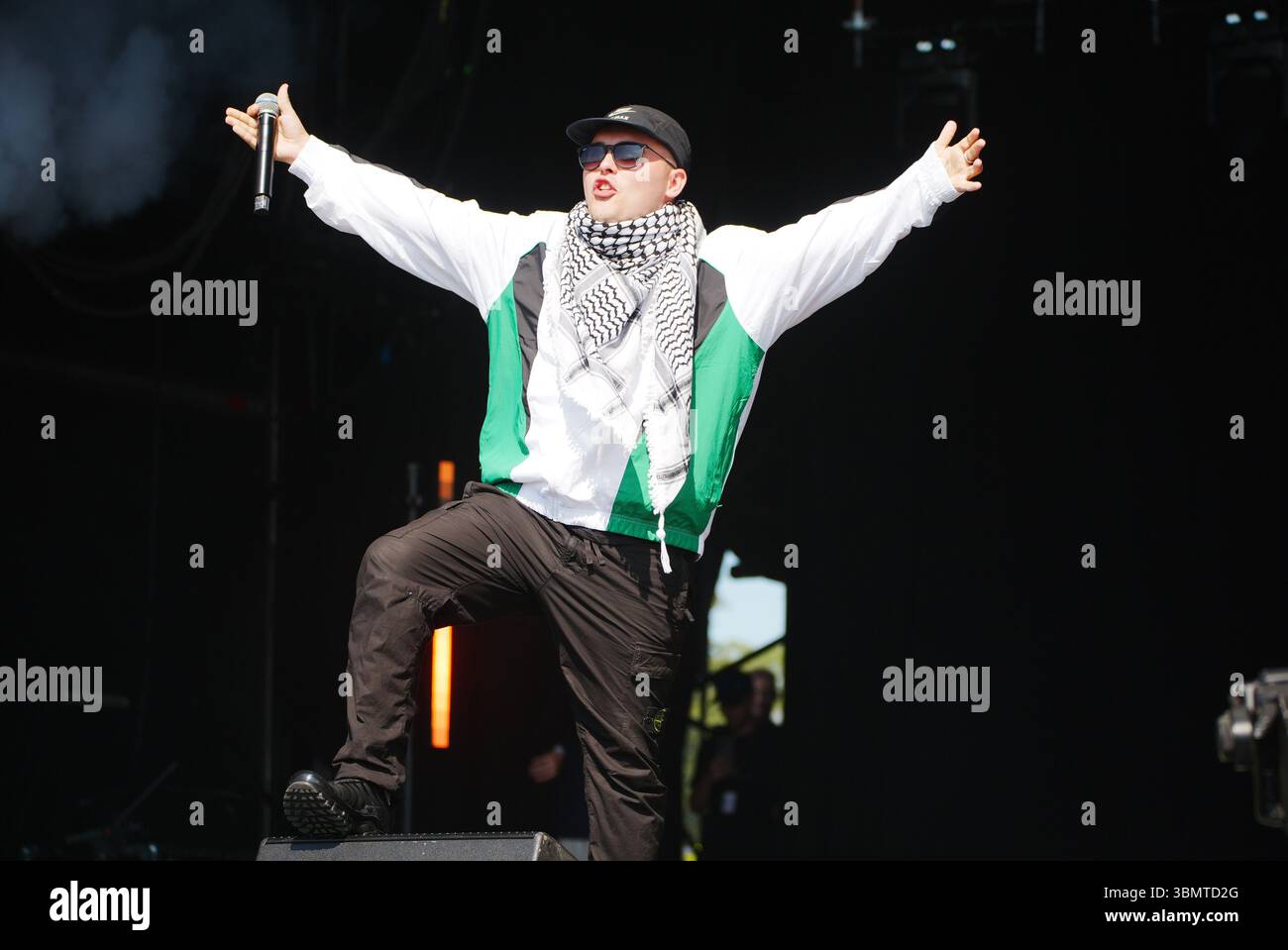 Mo Chara of Kneecap performing on the West Holts Stage during the ...