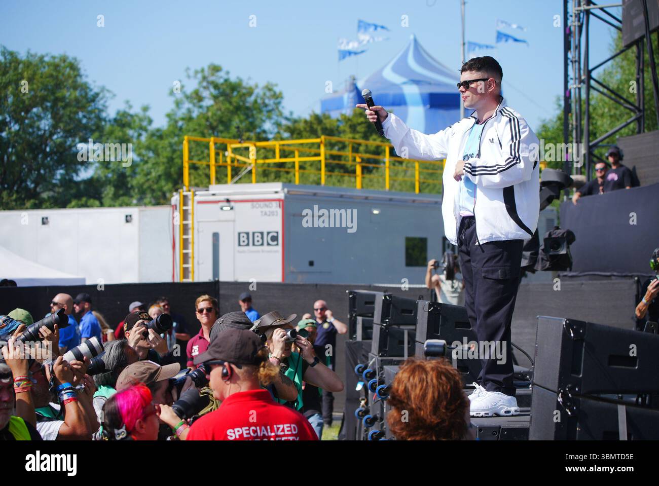Moglai Bap of Kneecap performing on the West Holts Stage during the ...