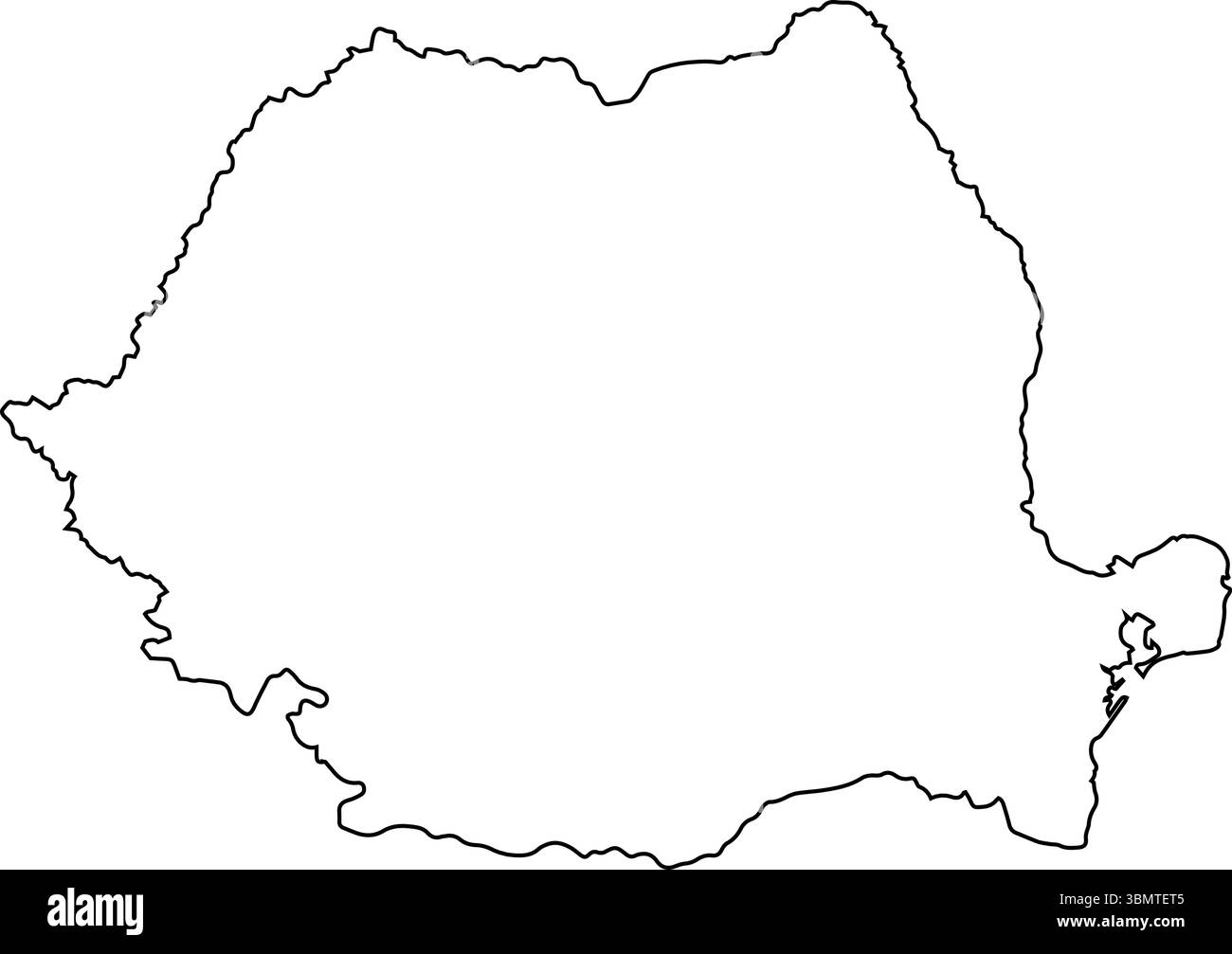 Outline Map of Romania - Black Line Geographic Illustration Stock ...