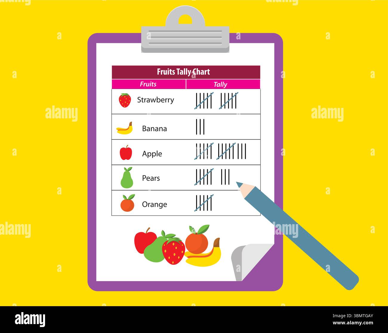 Fruits Tally Chart (Vector Design Stock Vector Image & Art - Alamy