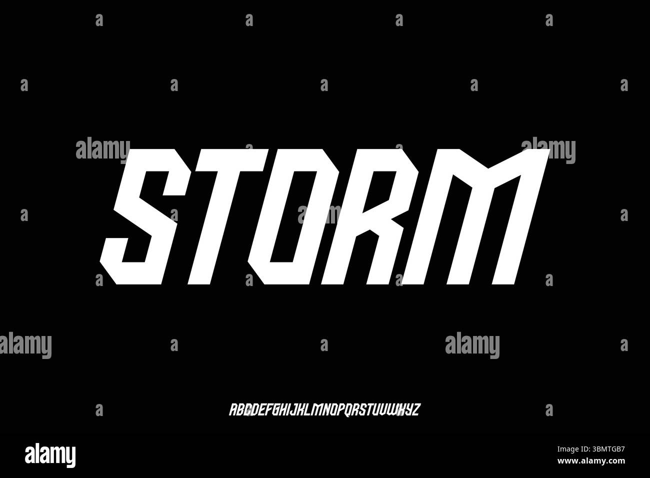 Strong bold slant storm alphabet display font vector illustration Stock ...
