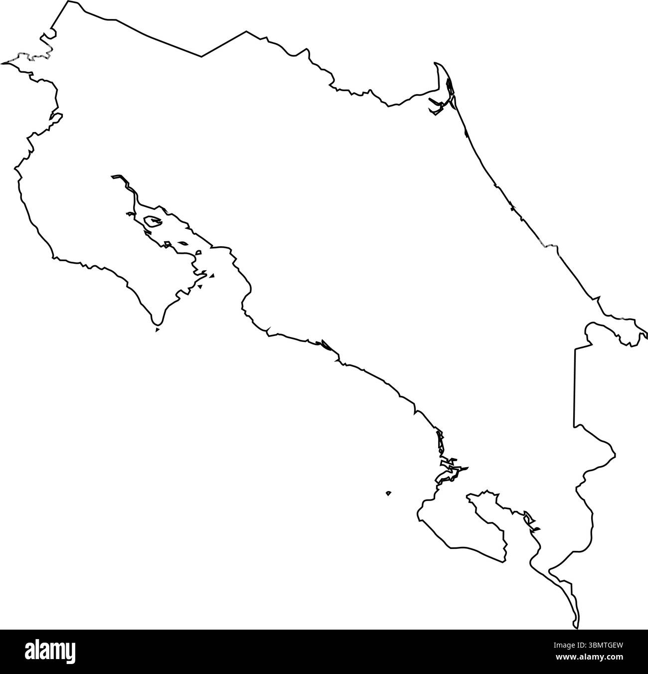 vector map of Costa Rica isolated on a transparent background, Detailed ...