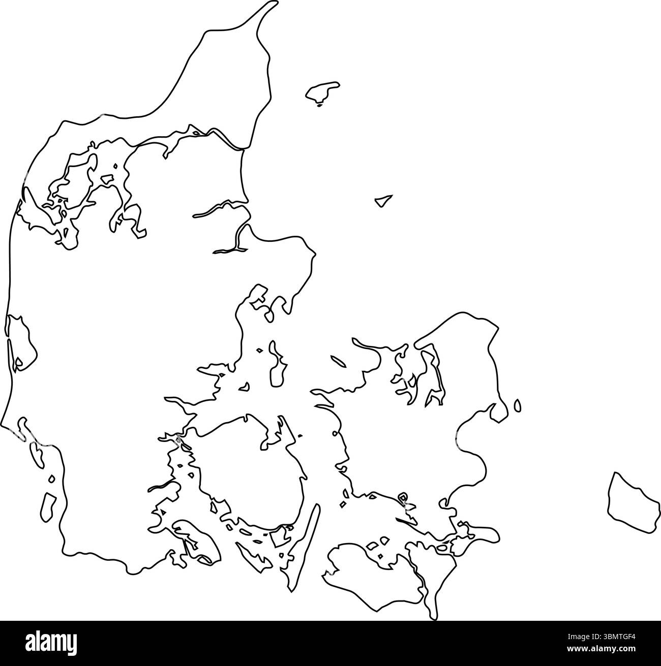 Outline Map of Denmark - Black Line Geographic Illustration Stock ...