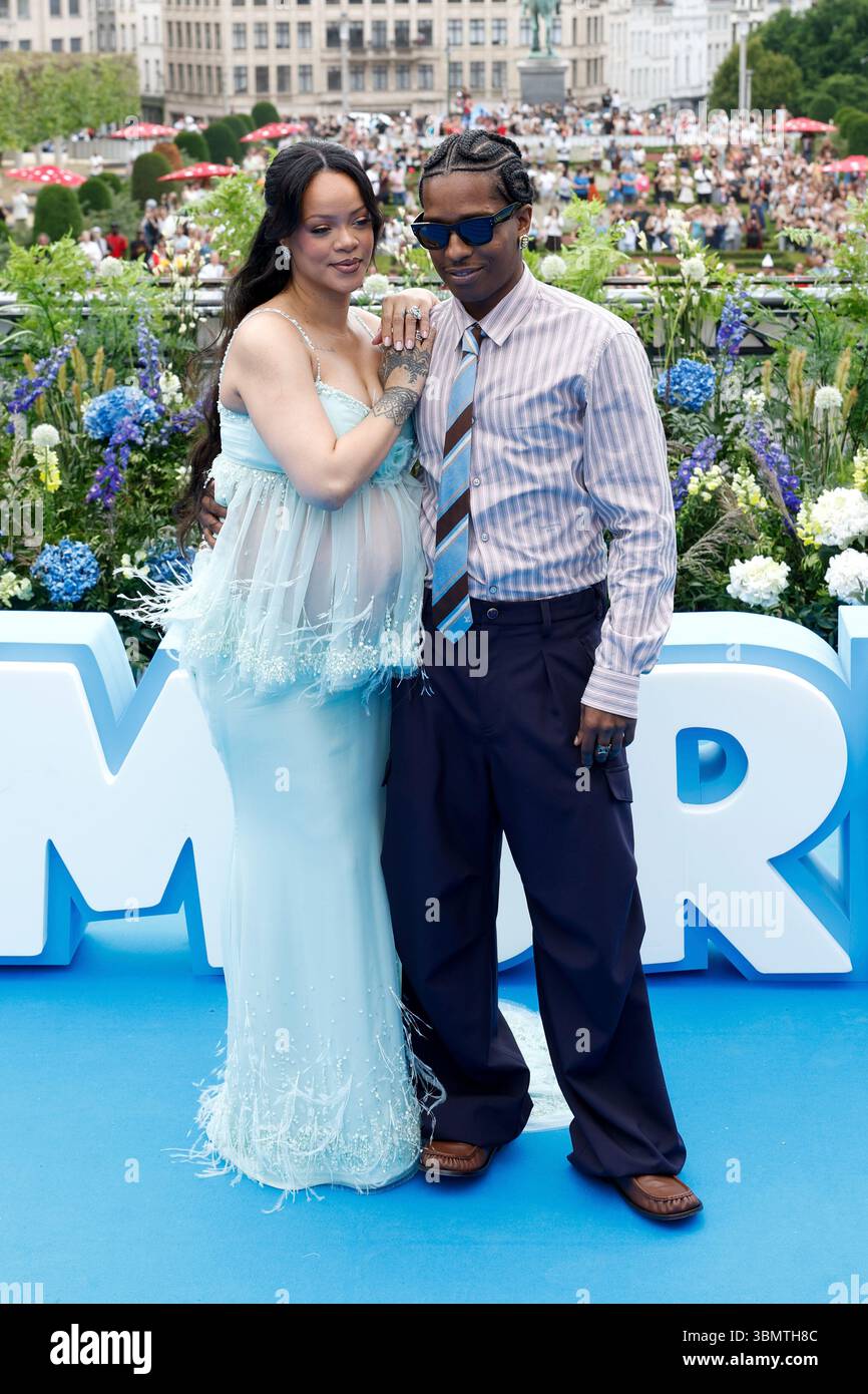 Rihanna, left, and A$AP Rocky pose for photographers at the world ...