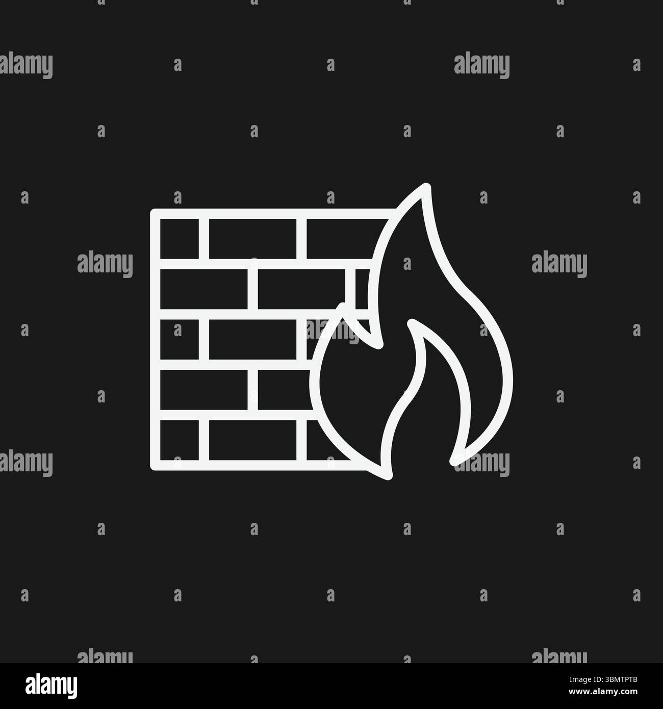 Firewall Icon with Brick Wall and Flame Symbol for Network Security ...
