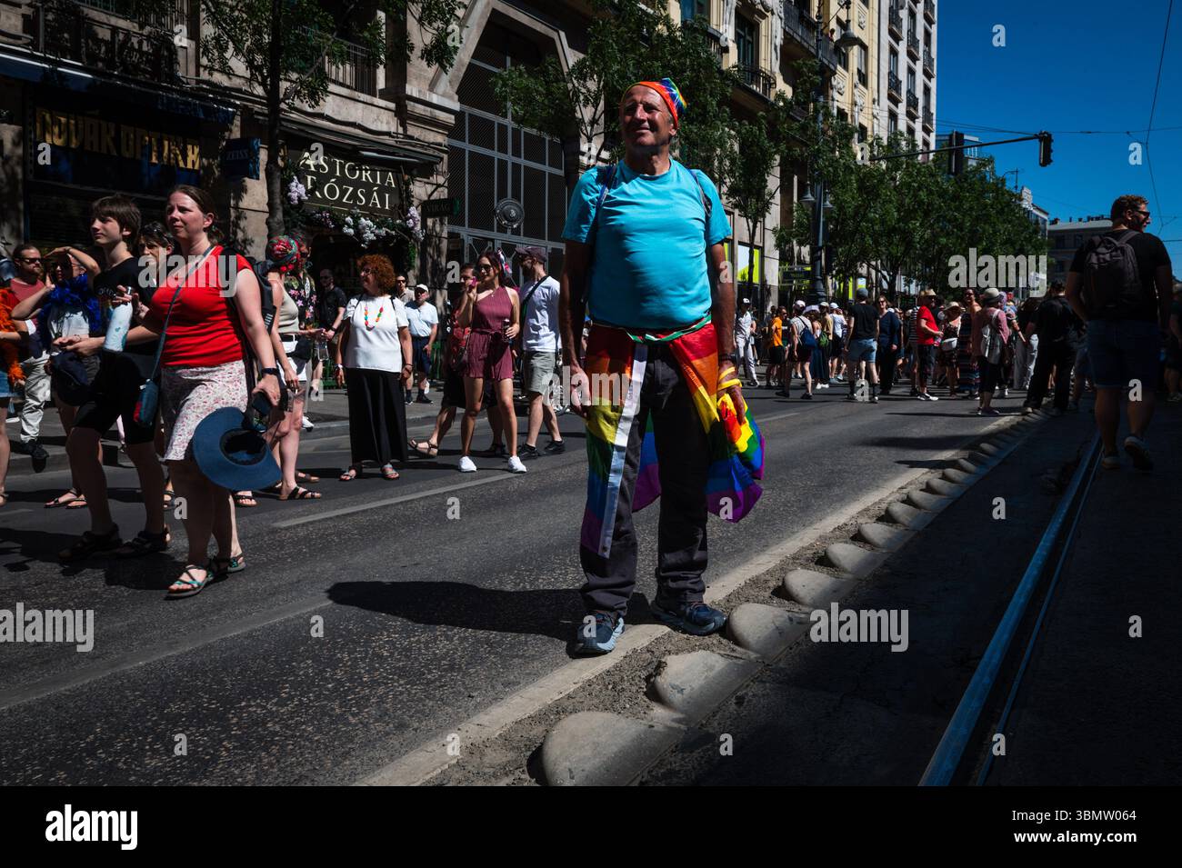 Budapest, Budapest, Hungary. 28th June, 2025. A supporter with a pride ...
