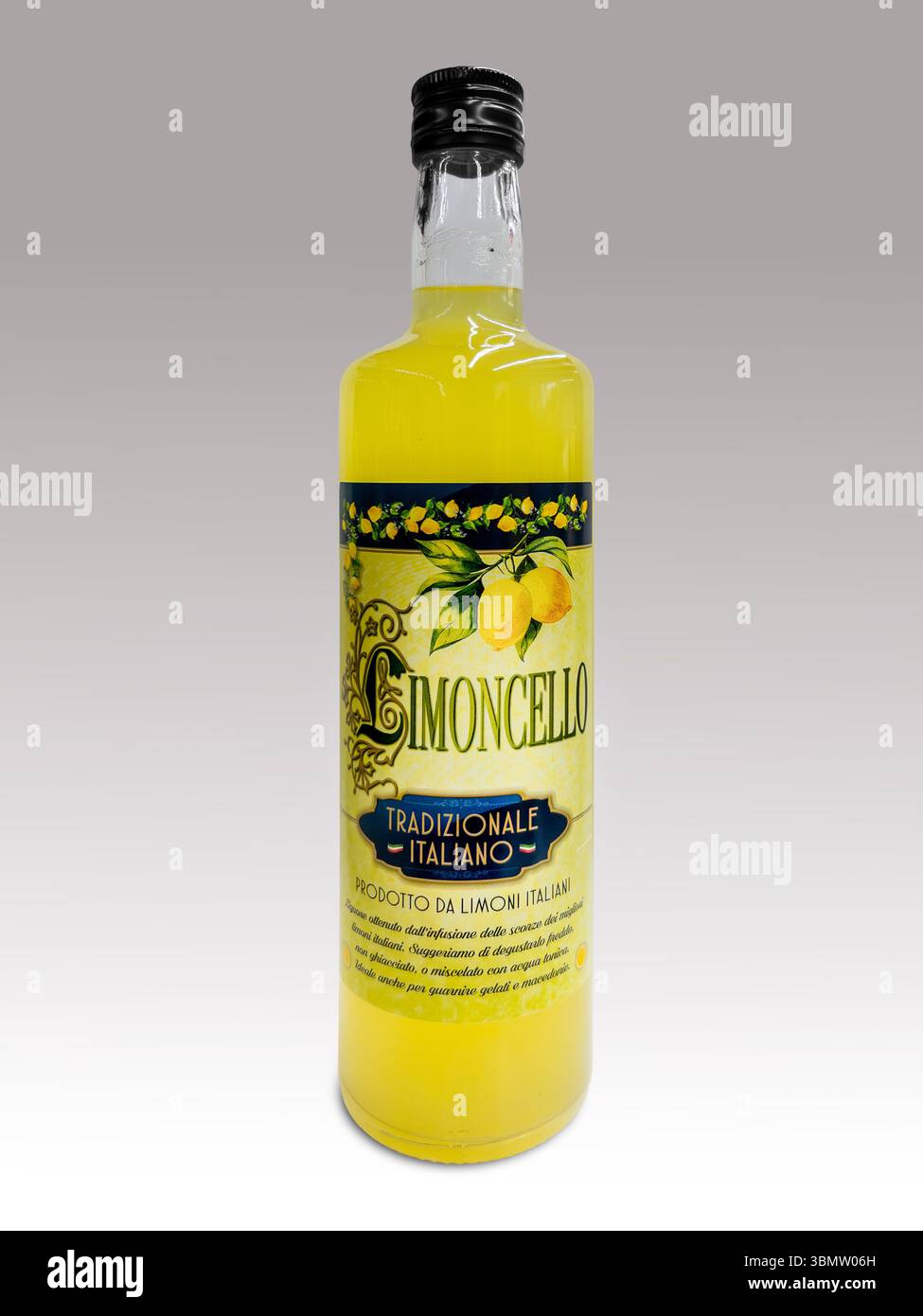 Italy - June 20, 2025: Limoncello bottle traditional Italian liqueur ...