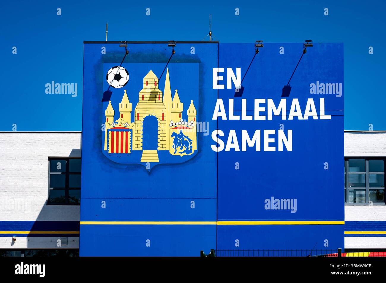 Sign and logo oat the stadium of the soccer team of KVC Westerlo ...
