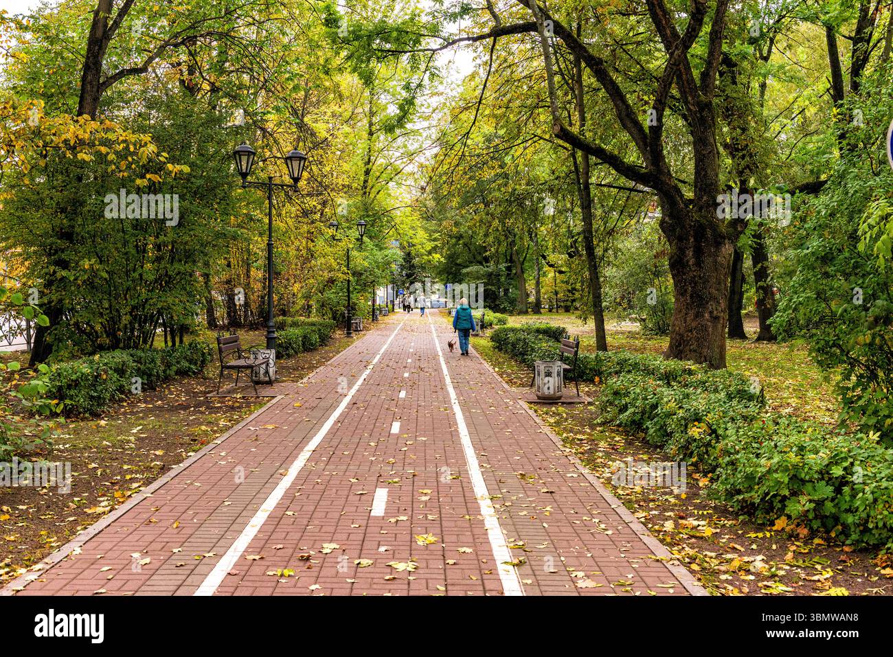 Autumn landscape of the alley in the Lenin Park in Vyborg Stock Photo ...