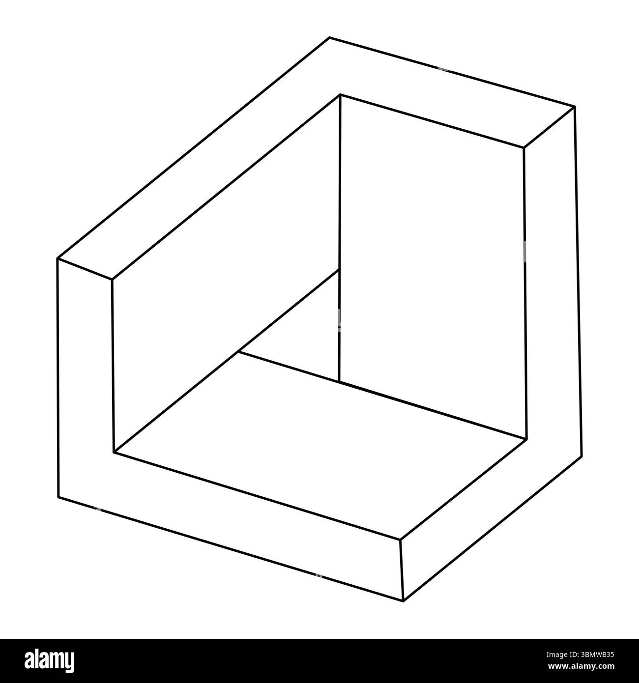 Impossible shapes, optical illusion objects. Sacred geometry figure. Op ...