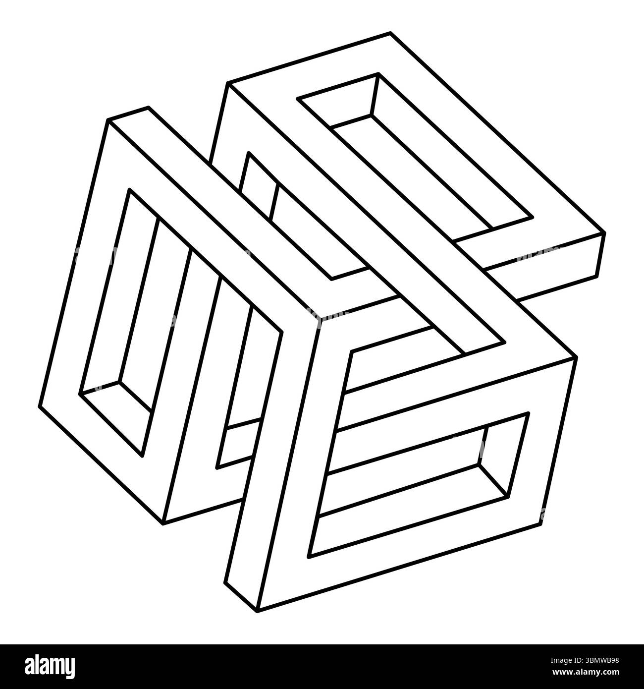 Impossible shapes. Optical illusion object. Op art Stock Vector Image ...