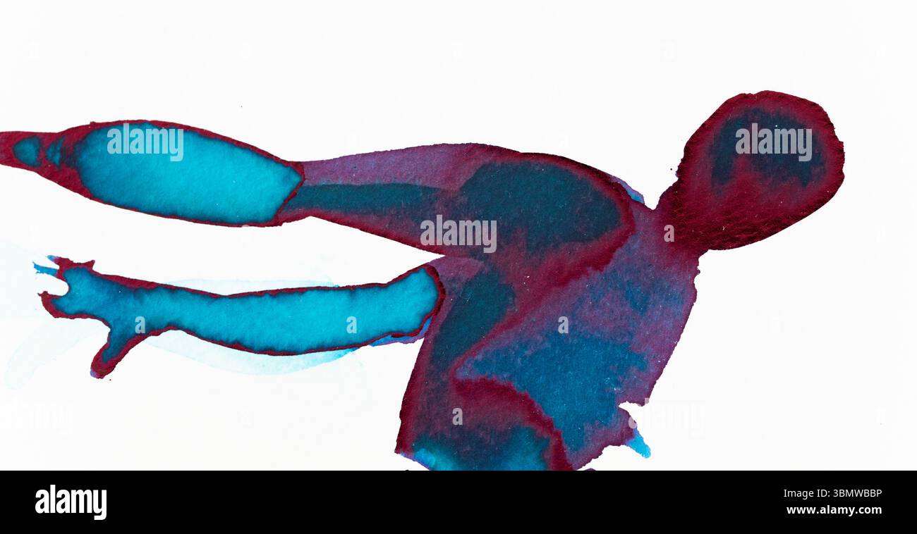 Dynamic illustration of a figure in motion using vibrant colors with ...